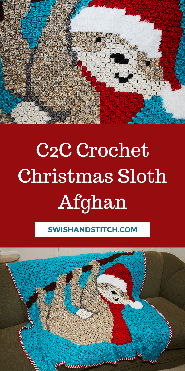 C2C Crochet Christmas Sloth Afghan (Repeat Crafter Me) - Swish and Stitch