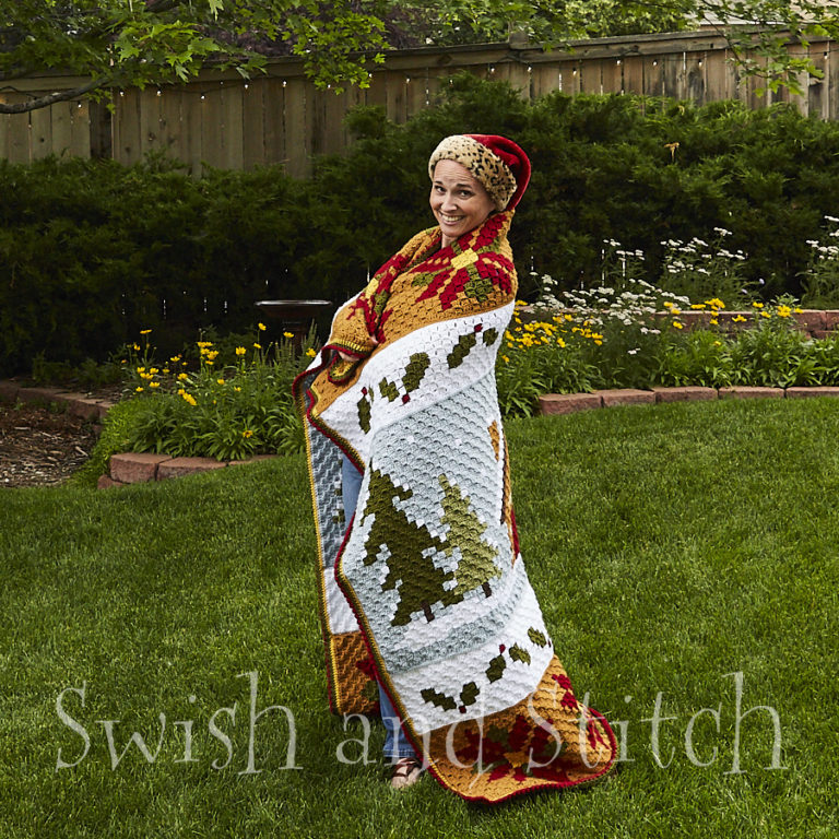 Christmas Cabin C2C Crochet Afghan - Swish and Stitch