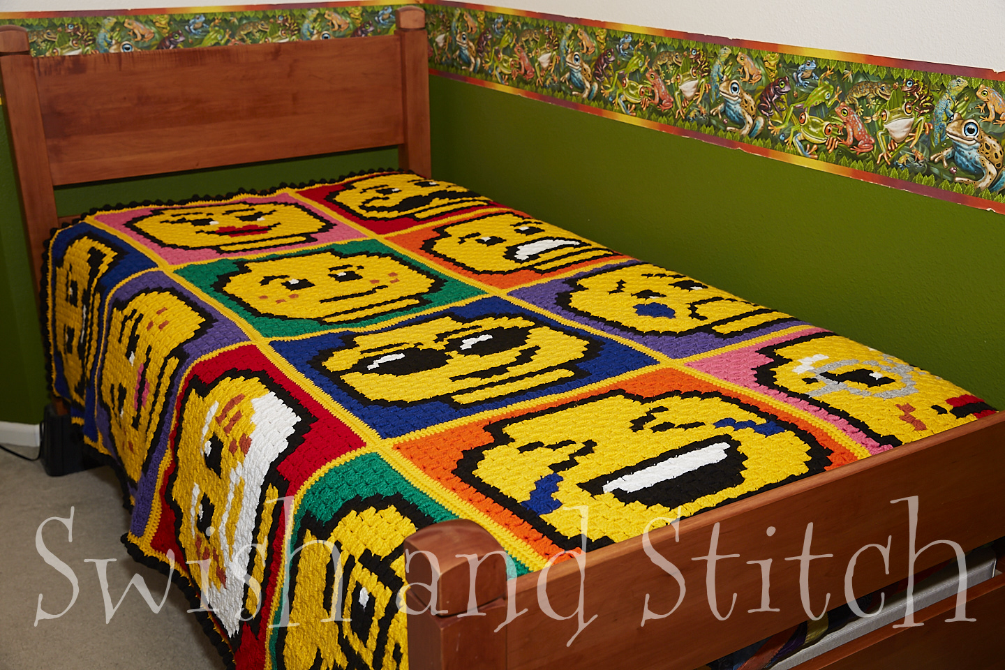 Brick Face Family C2C Crochet Baby Afghan - Swish and Stitch