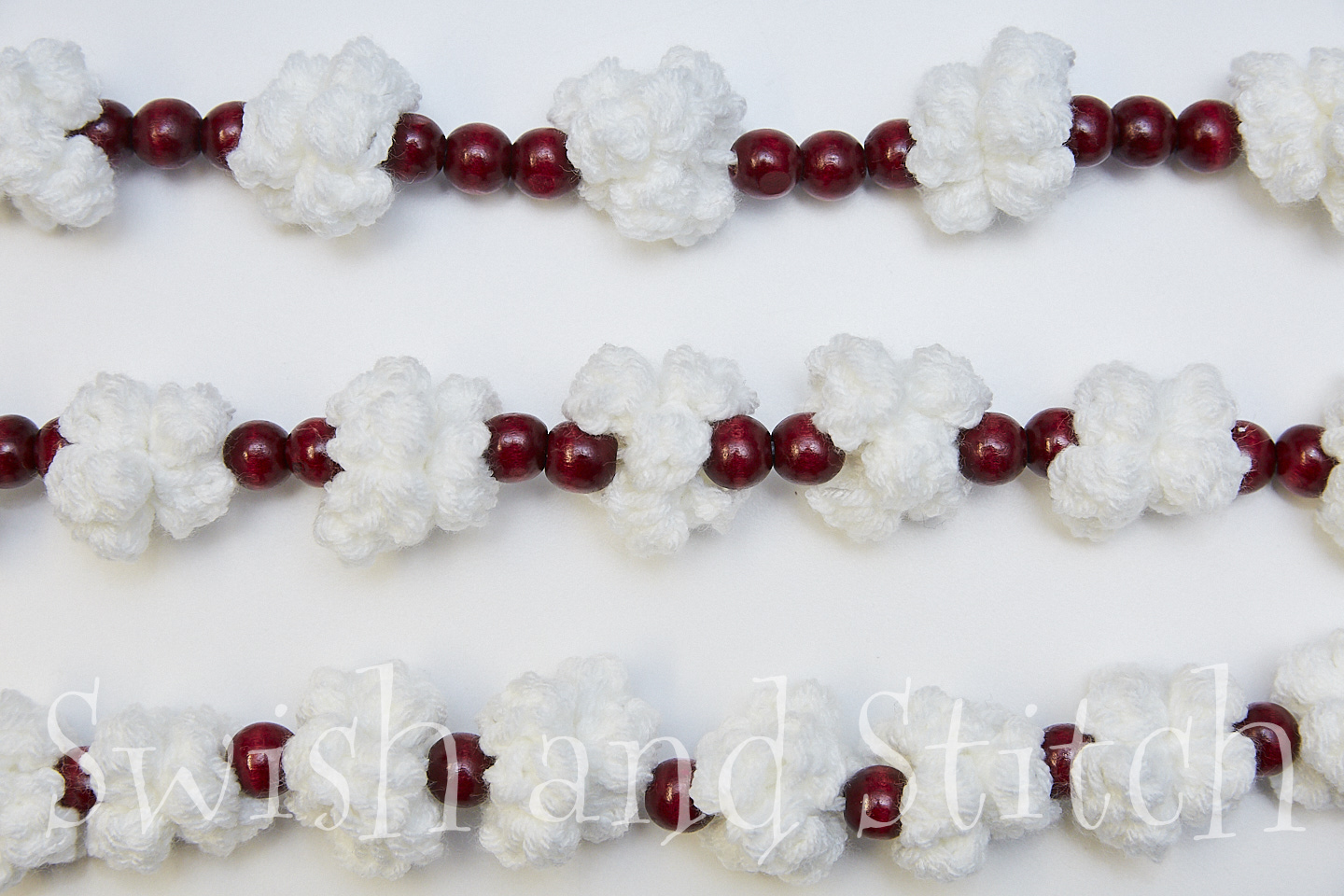 Perfect Crochet Popcorn and Cranberry Bead Garland - Swish and Stitch