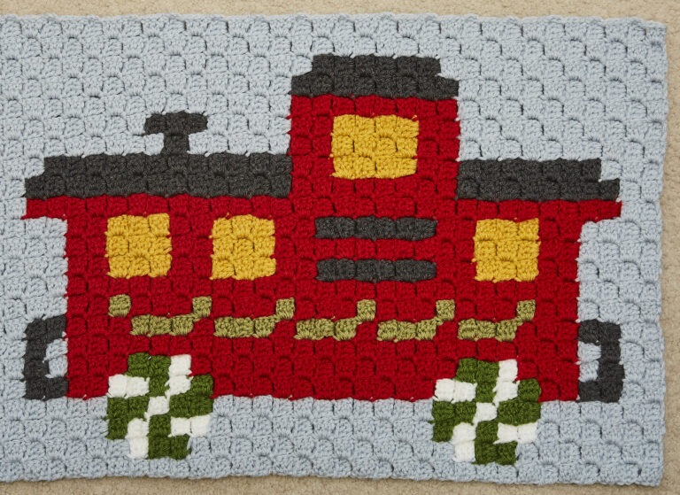 Christmas Train C2C Crochet Throw Blanket - Swish and Stitch