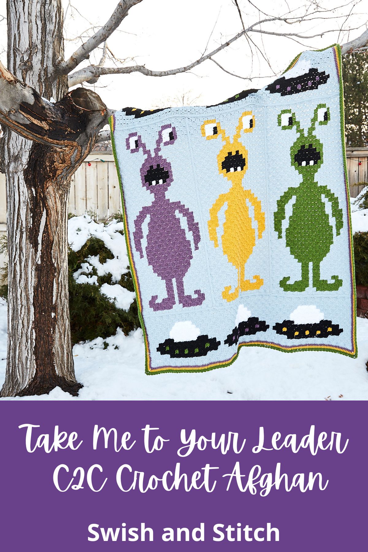 Take Me To Your Leader C2C Crochet Aliens Afghan - Swish and Stitch
