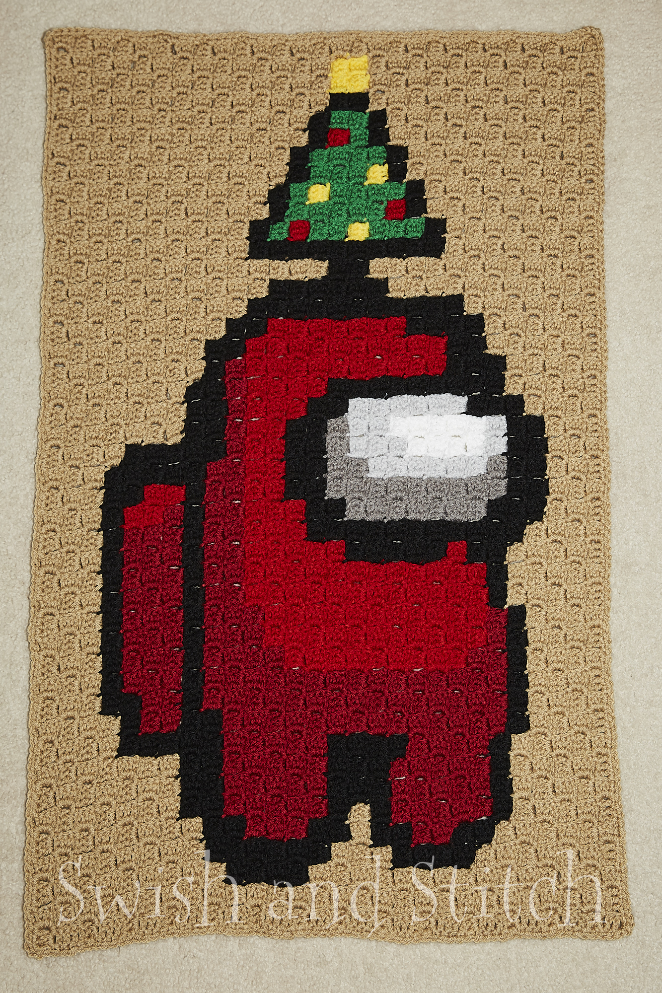 Among Us Crewmate Christmas Tree Hat Block - Swish and Stitch