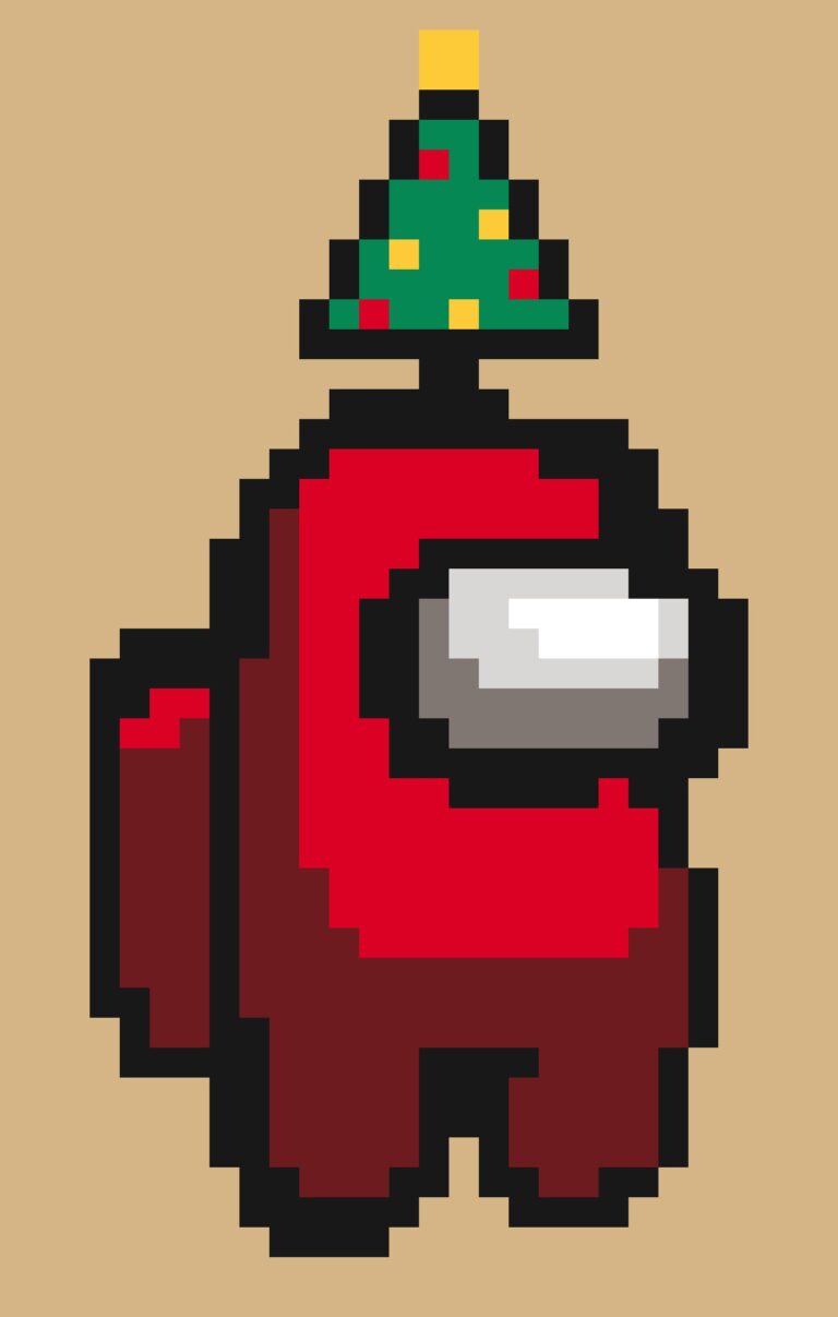 Among Us Crewmate Christmas Tree Hat Block - Swish and Stitch