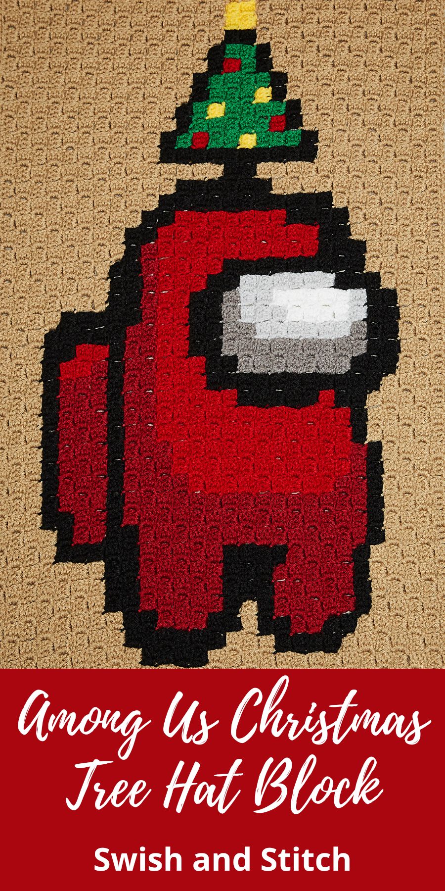 Among Us Crewmate Christmas Tree Hat Block - Swish and Stitch